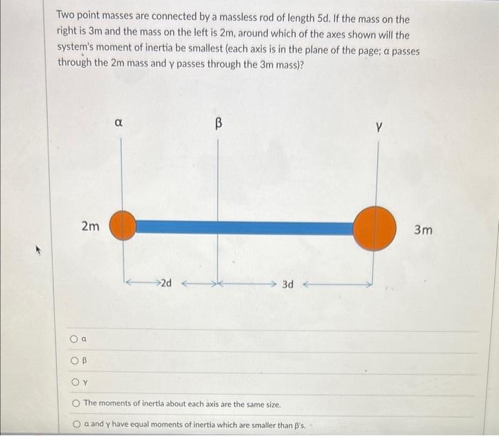 Solved Two point masses are connected by a massless rod of | Chegg.com