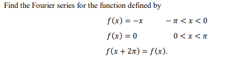 Solved Find the Fourier series for the function defined | Chegg.com
