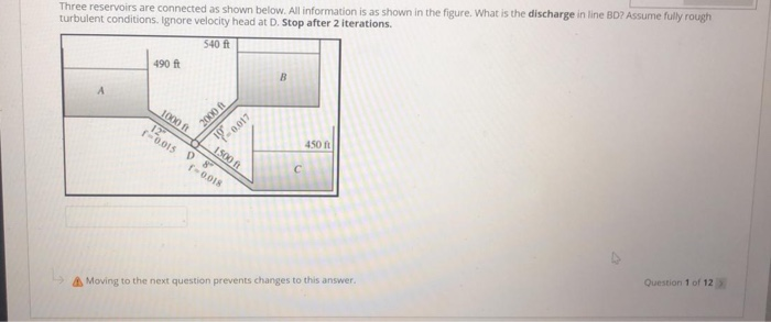 Solved Three reservoirs are connected as shown below. All | Chegg.com