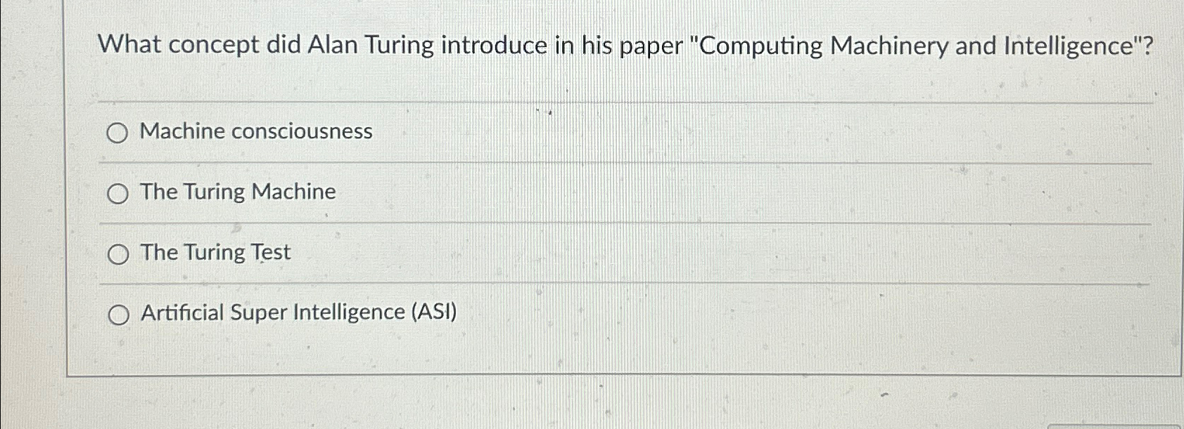 Solved What concept did Alan Turing introduce in his paper | Chegg.com