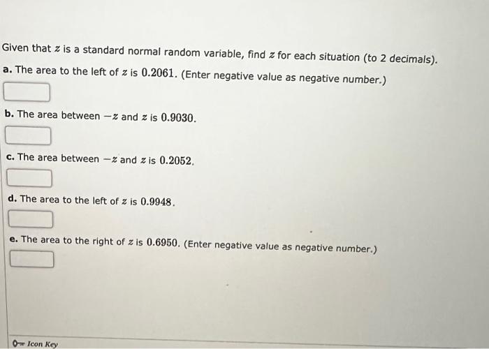 Solved Given that z is a standard normal random variable, | Chegg.com