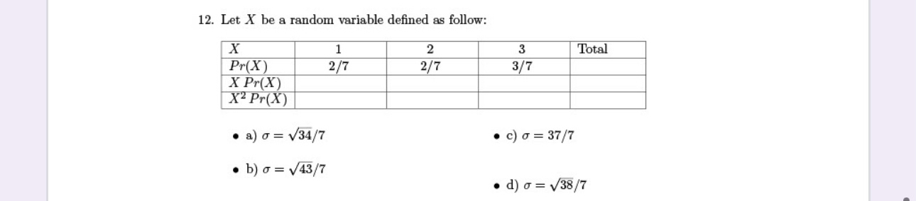 Solved Let x ﻿be a random variable defined as | Chegg.com