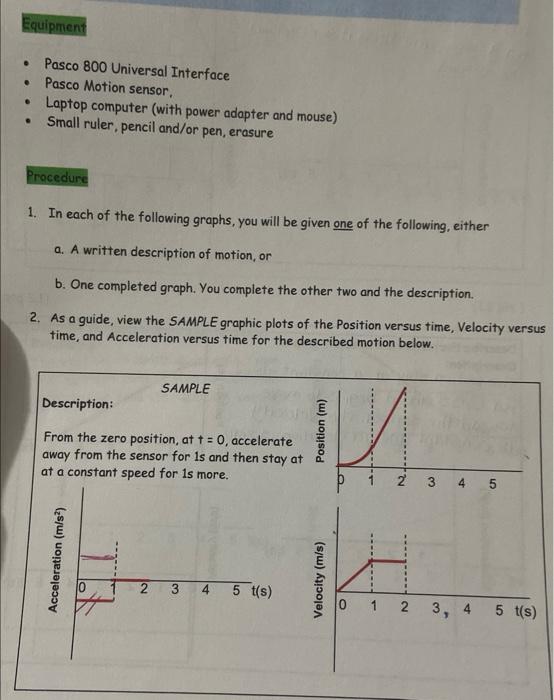Solved - Pasco 800 Universal Interface - Pasco Motion | Chegg.com