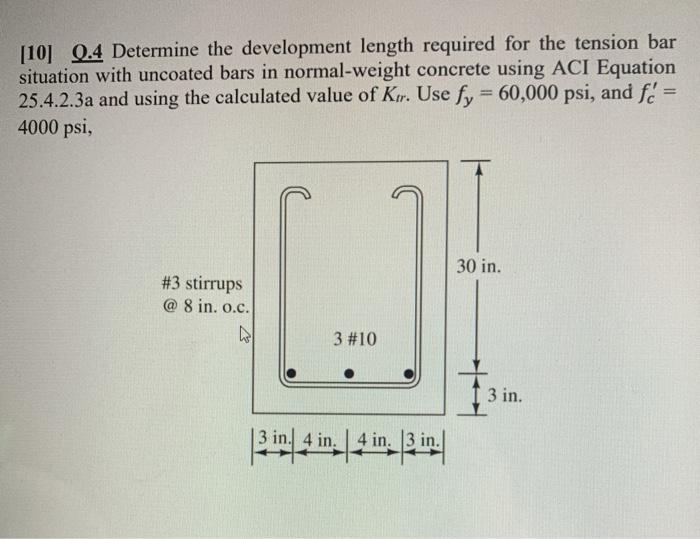 Solved [10] 0.4 Determine the development length required | Chegg.com