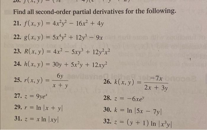 Solved = Find all second-order partial derivatives for the | Chegg.com