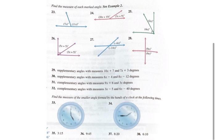 Solved Find the measure of each marked angle. See Example 2. | Chegg.com