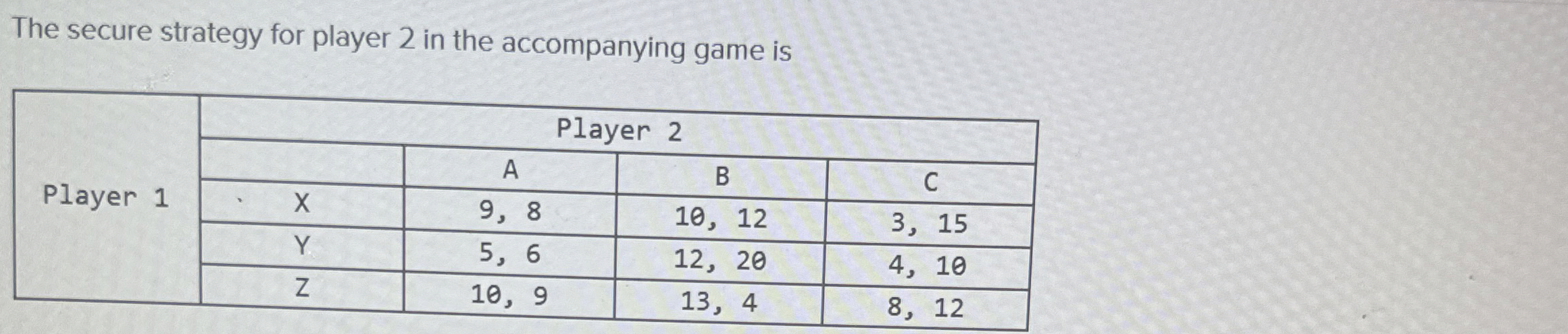 High Quality SOLUTION The secure strategy for player 2 ﻿in the accompanying | Chegg.com