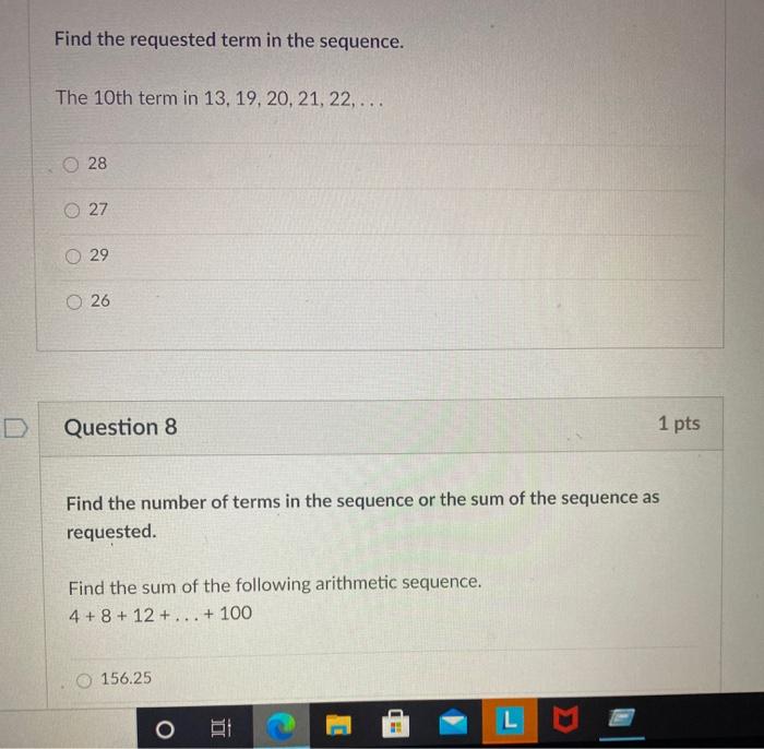 Solved Find the requested term in the sequence. The 10th | Chegg.com