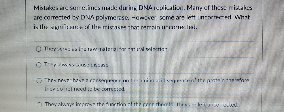 Solved Mistakes are sometimes made during DNA replication. | Chegg.com