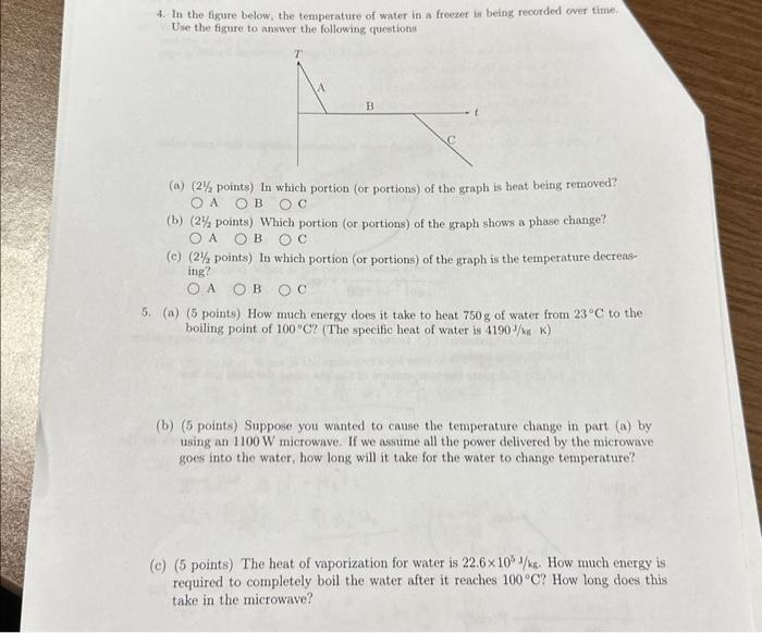 Solved 4. In the figure below, the temperature of water in a | Chegg.com