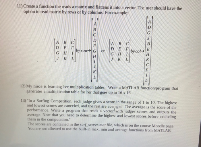 Solved Part Ii Matrix Manipulation Write A Script That 3386