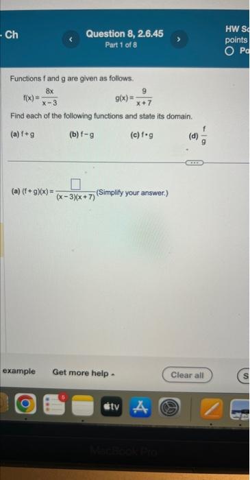 Solved Functions f and g are given as follows. | Chegg.com