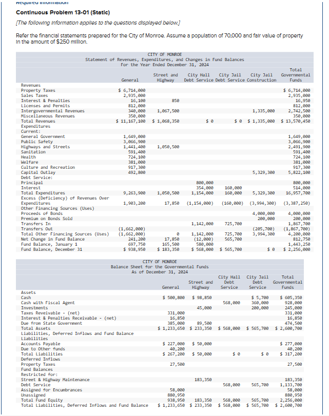 Solved Continuous Problem 13-01 (Static) (Worksheet) | Chegg.com