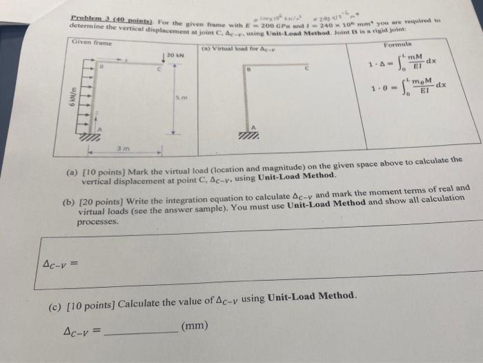 Solved (a) [10 points] Mark the virtual load (location and | Chegg.com