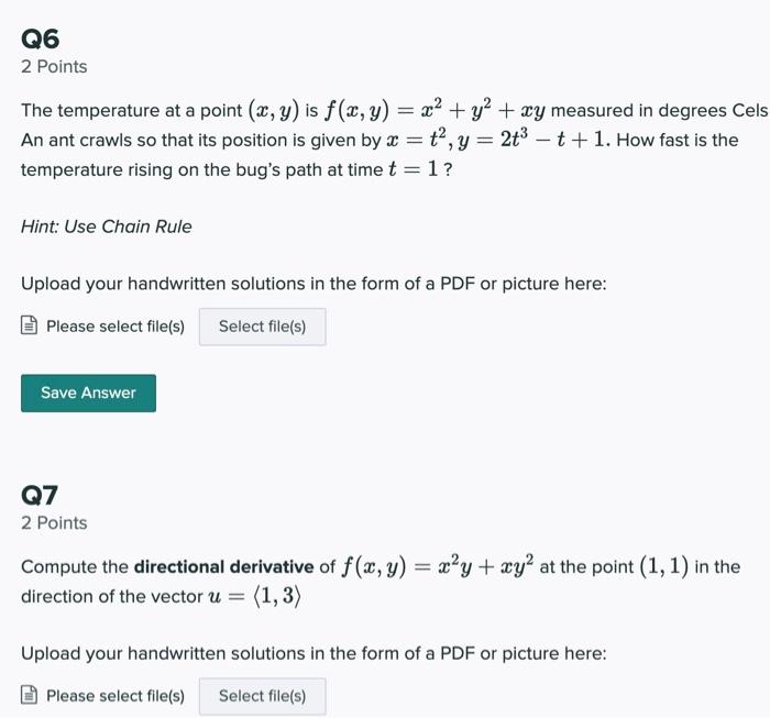 Solved 2 Points The temperature at a point (x,y) is | Chegg.com
