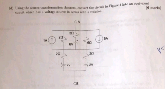 Solved (d) Using the source transformation theorem, convert | Chegg.com