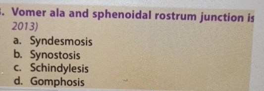Solved Vomer ala and sphenoidal rostrum junction is 2013)a. | Chegg.com