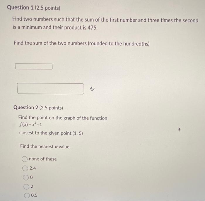 Solved Find two numbers such that the sum of the first | Chegg.com
