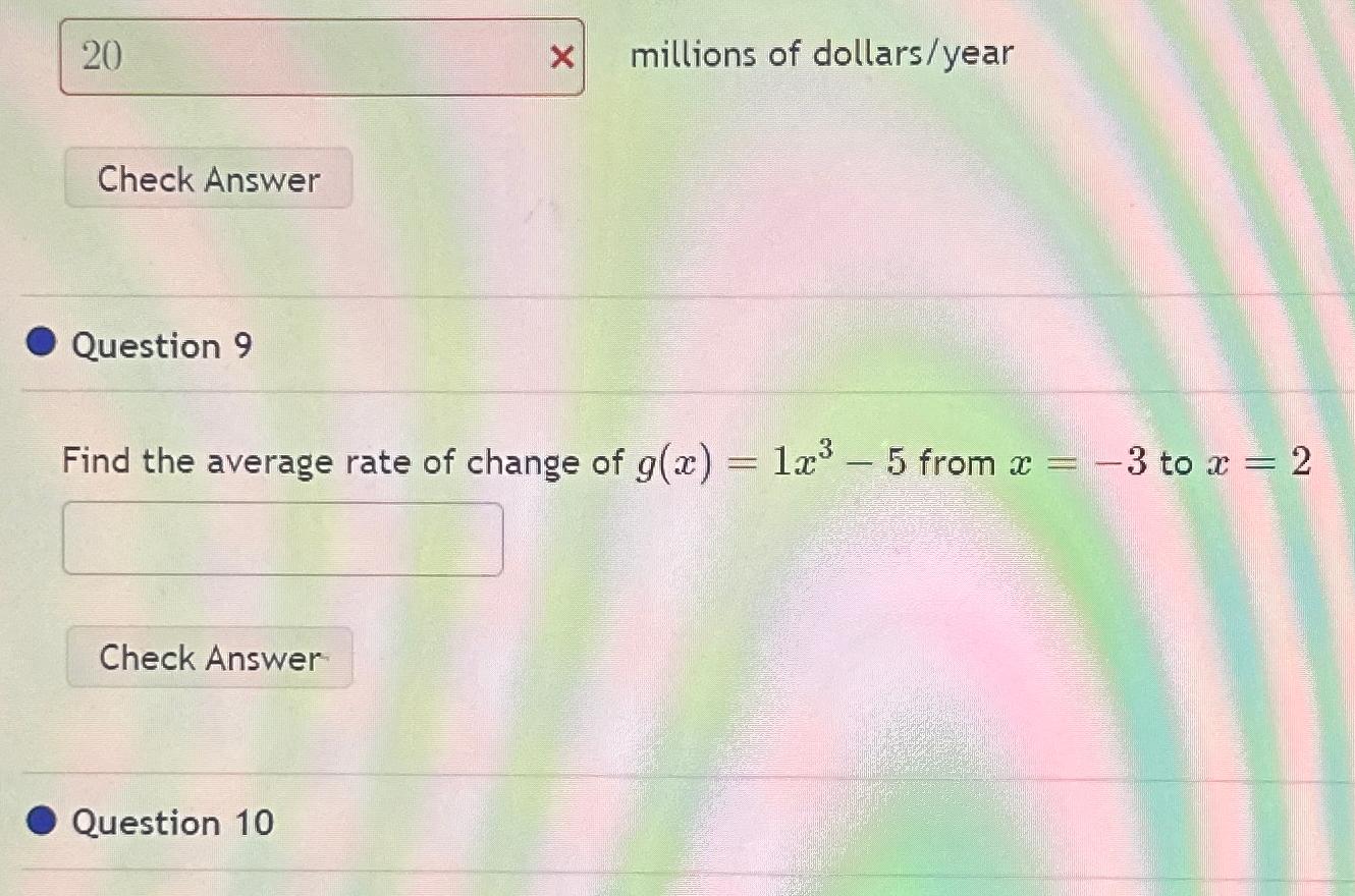 Solved Question 9Find the average rate of change of | Chegg.com Solved Question 9Find the average rate of change of | Chegg.com