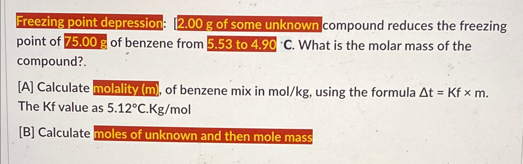 Solved Freezing point depression: 2.00g ﻿of some unknown | Chegg.com