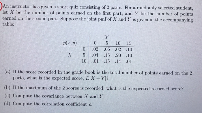 Solved An instructor has given a short quiz consisting of 2 | Chegg.com