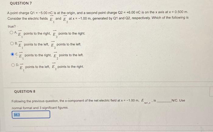 Solved A point charge Q1=−5.00nC is at the origin, and a | Chegg.com