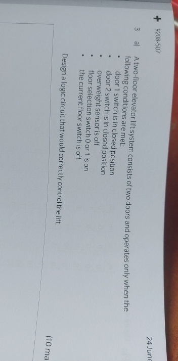 Solved 3 ﻿a) ﻿A two-floor elevator lift system consists of | Chegg.com