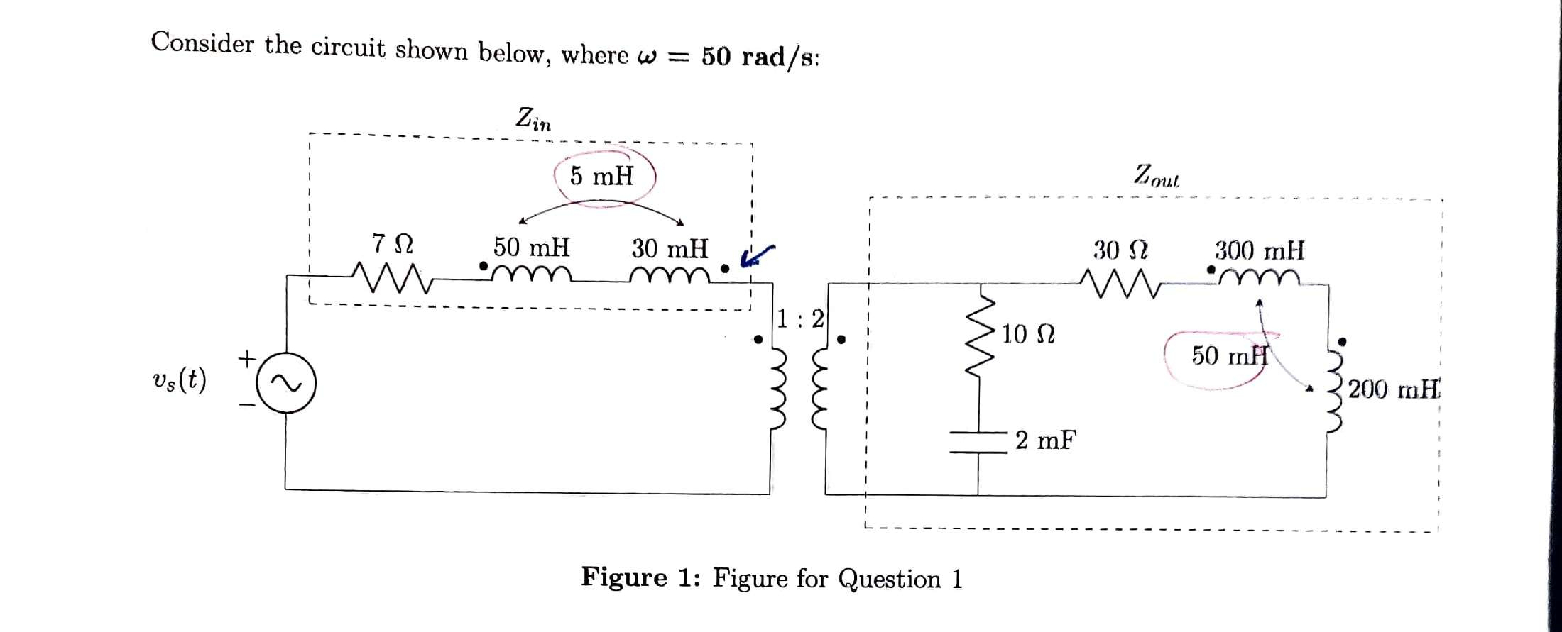 Solved Consider the circuit shown below, where ω=50rad1. | Chegg.com