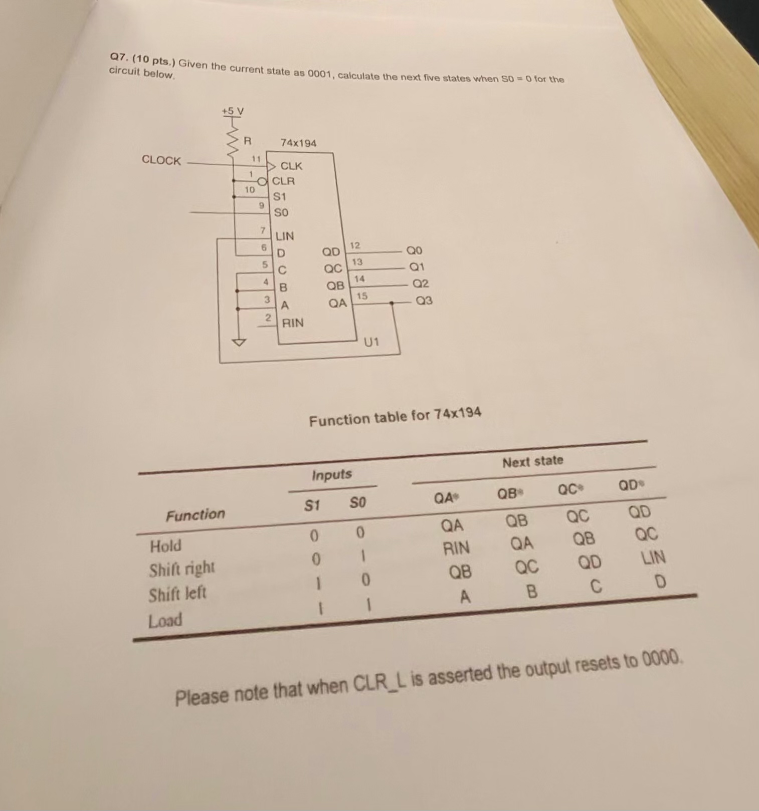Solved Q7. (10 ﻿pts.) ﻿Given the current state as 0001 , | Chegg.com