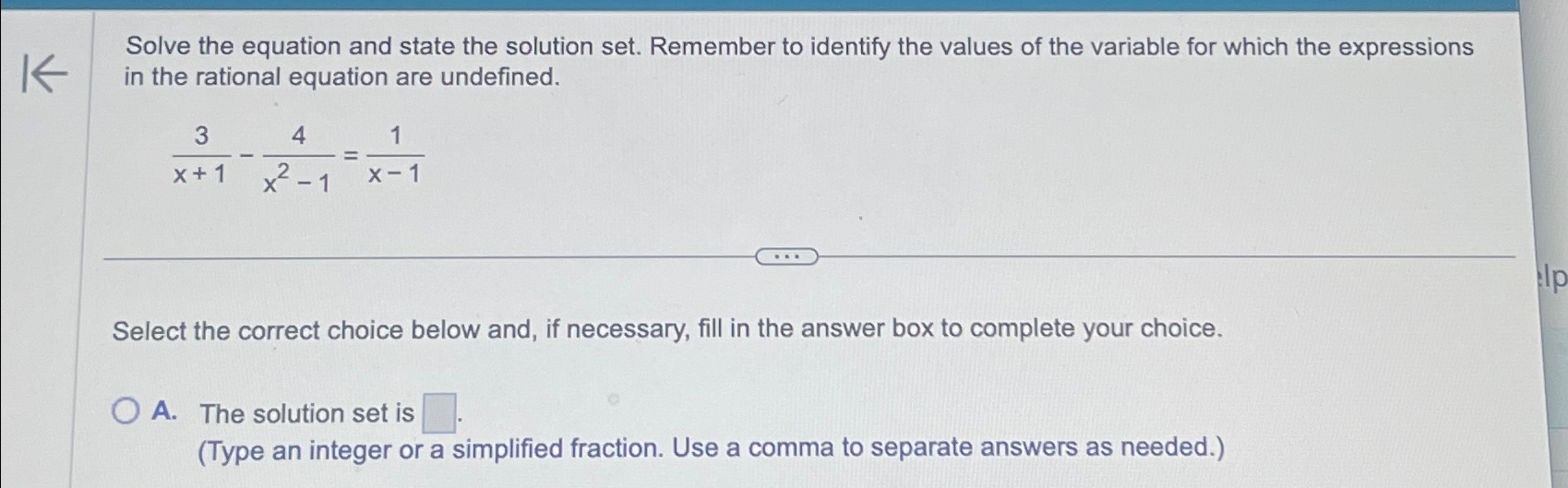 Solved Solve the equation and state the solution set. | Chegg.com