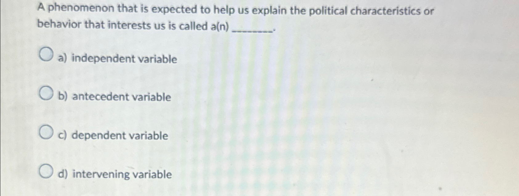 Solved A phenomenon that is expected to help us explain the | Chegg.com