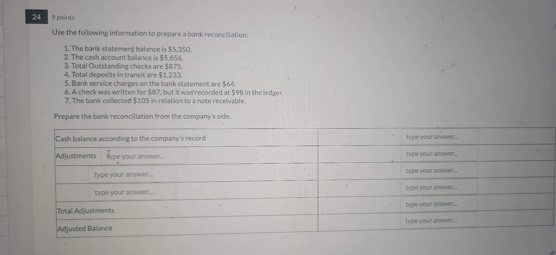 Solved 9 points Use the following information to prepare a | Chegg.com