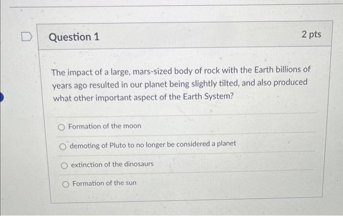 Solved The impact of a large, mars-sized body of rock with | Chegg.com