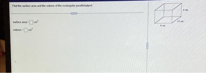 Solved Find the surface area and the volume of the | Chegg.com