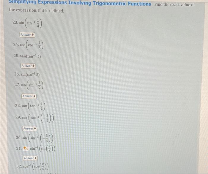 Solved Simplifying Expressions Involving Trigonometric | Chegg.com