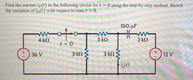Solved Find the current i0(t) ﻿in the following circuit for | Chegg.com