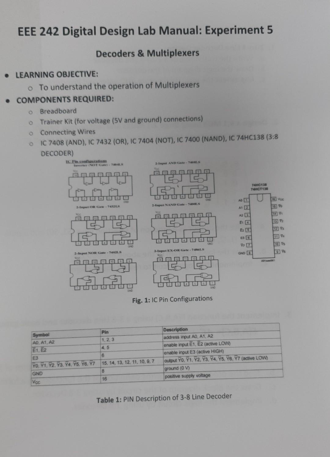 Solved EEE 242 Digital Design Lab Manual: Experiment 5 | Chegg.com
