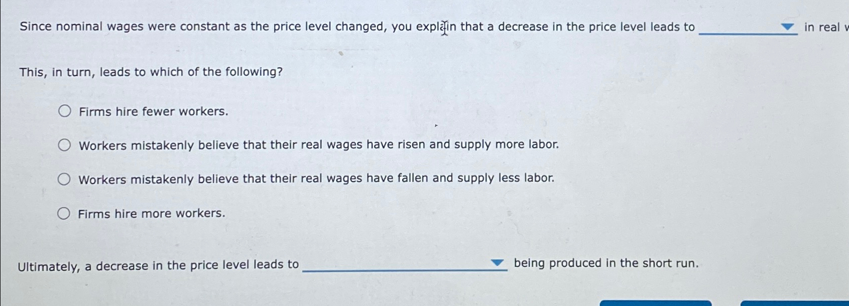 Solved Since nominal wages were constant as the price level | Chegg.com