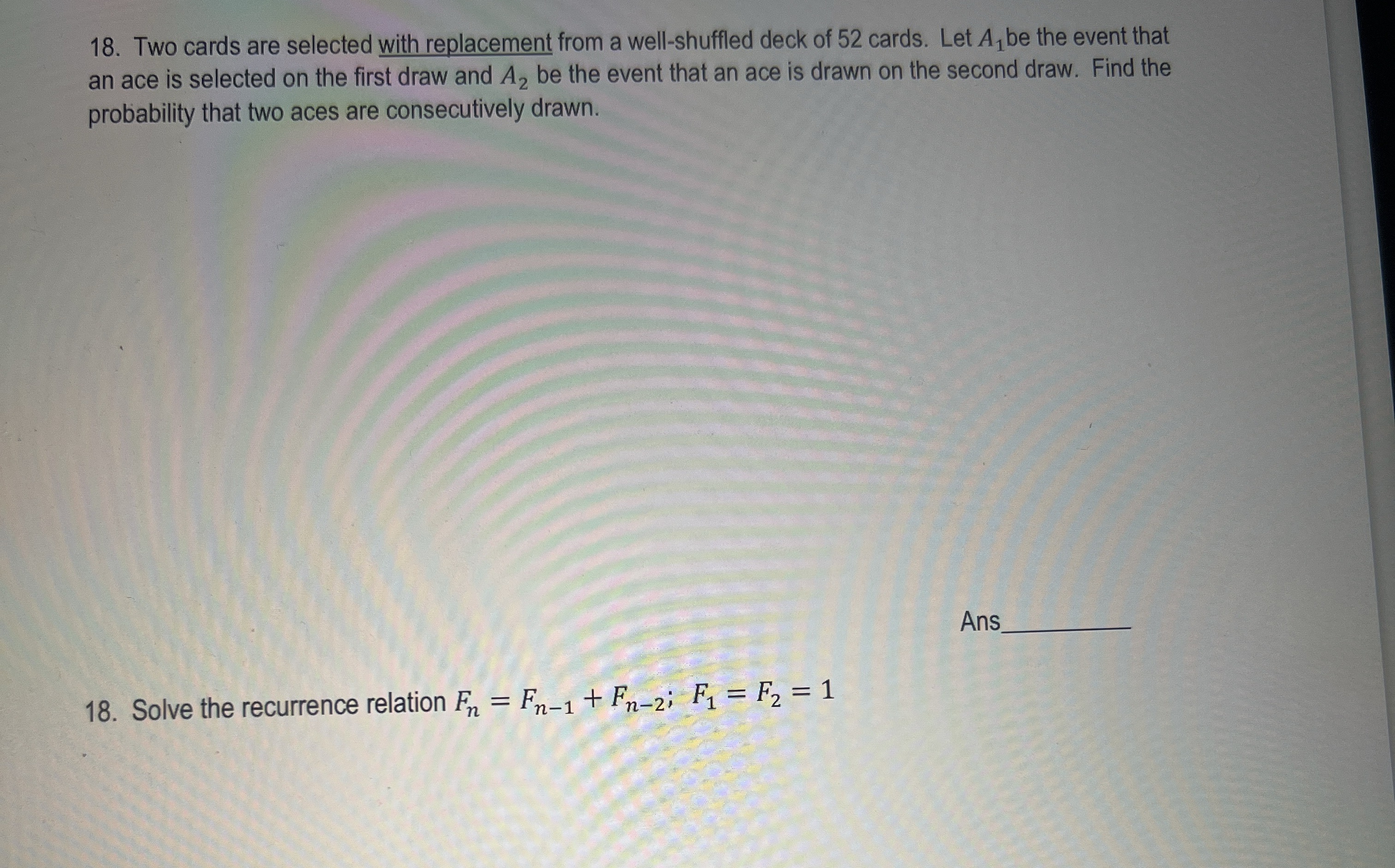 Solved Two cards are selected with replacement from a | Chegg.com