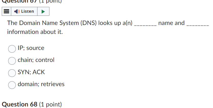 Solved Question 68 (1 ﻿point)Which of the following | Chegg.com