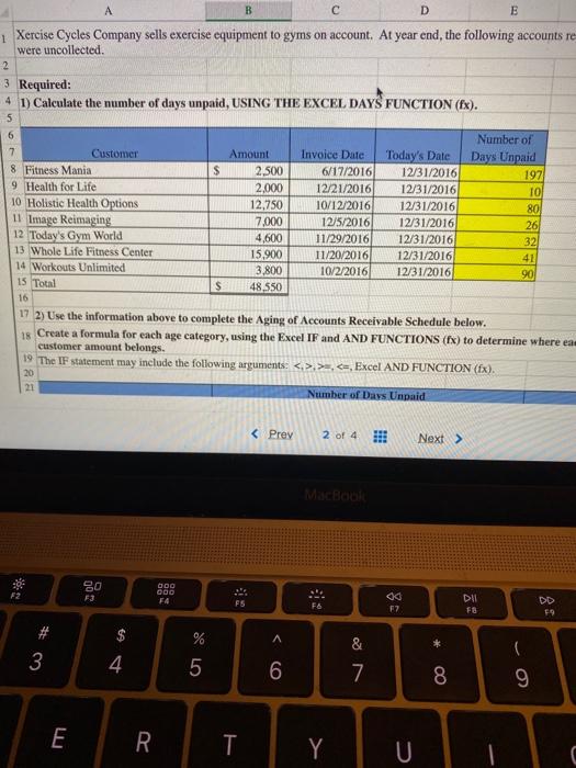 Solved what are the excel cell formulas for allowance for | Chegg.com