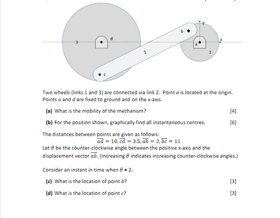 Solved Two wheels (links 1 ﻿and 3) ﻿are connected via link | Chegg.com