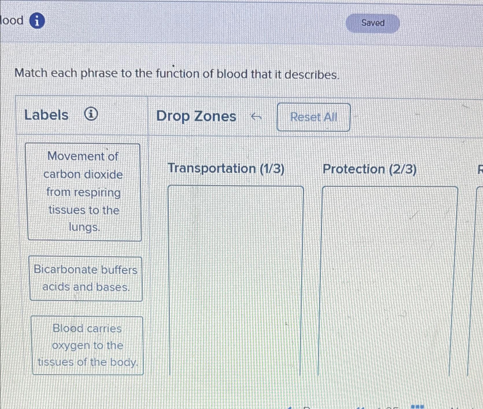 Solved loodSavedMatch each phrase to the function of blood | Chegg.com
