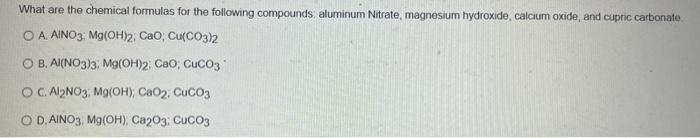 Solved What are the chemical formulas for the following | Chegg.com