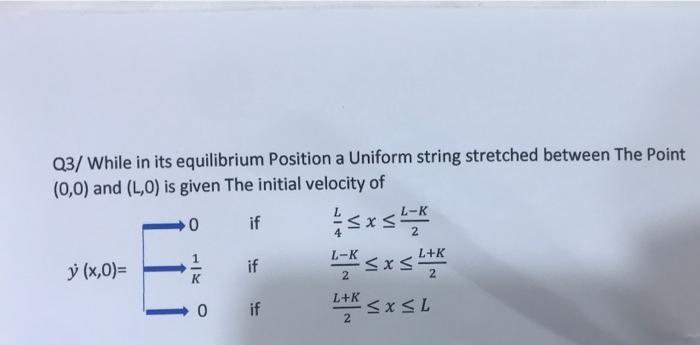 Solved L- 0 Q3/ While in its equilibrium Position a Uniform | Chegg.com
