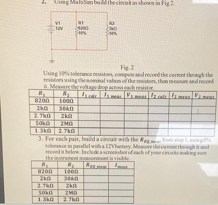 Solved Using 10% tolerance resistors, compute and record | Chegg.com