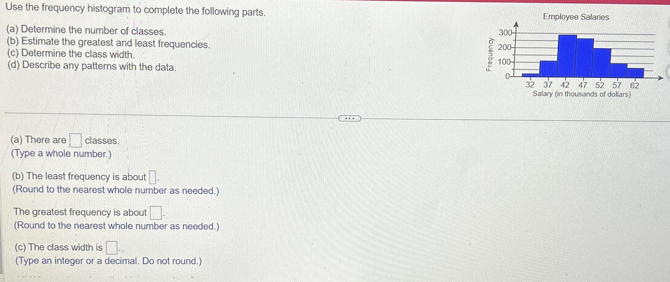Solved Use the frequency histogram to complete the following | Chegg.com