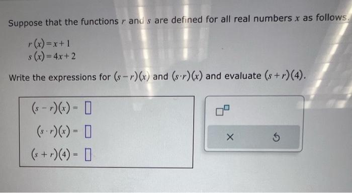 Solved Suppose that the functions r and s are defined for | Chegg.com