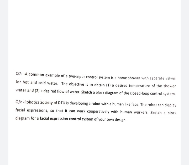 Solved Q7. -A common example of a two-input control system | Chegg.com