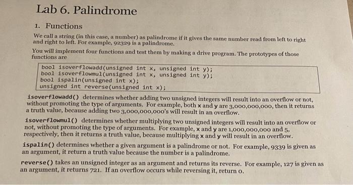 Solved Lidb 6 Palindrome 1 Functions We Call A String In 8391